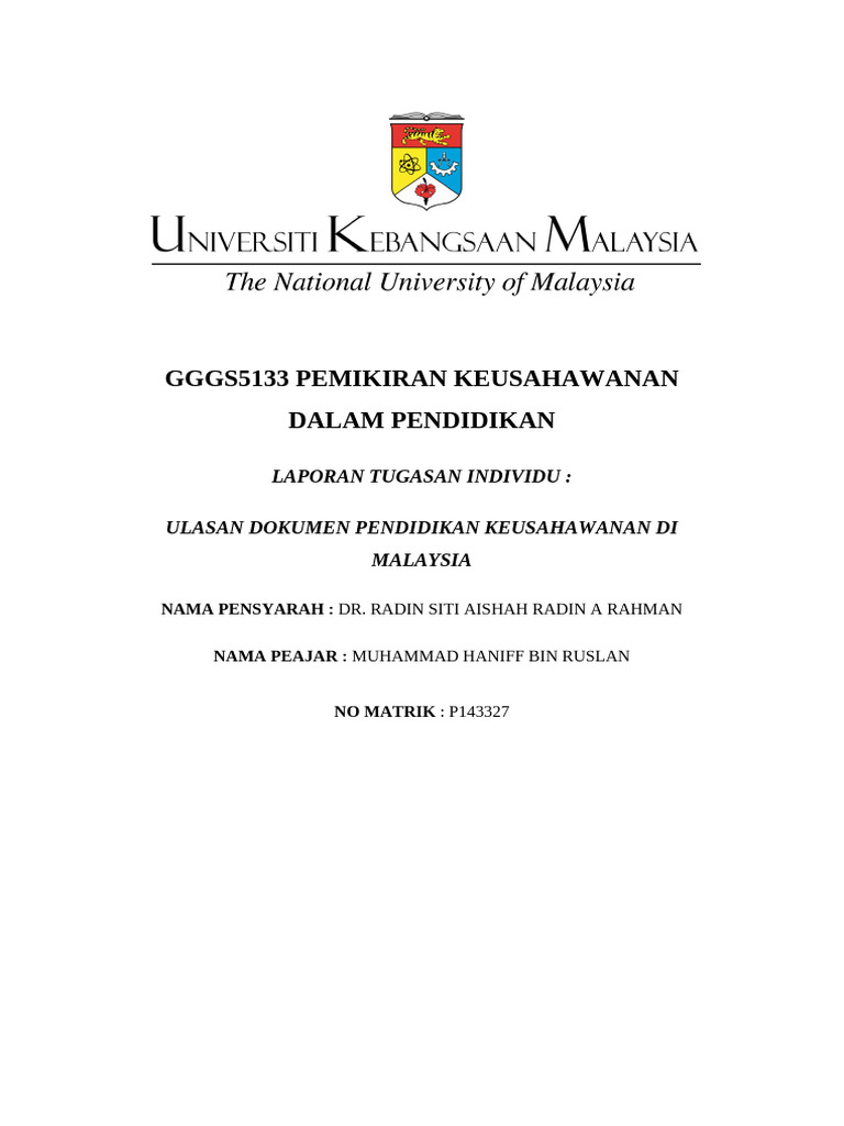 ASSIGNMENT INDIVIDU MUHAMMAD HANIFF BIN RUSLAN - Copy | PDF