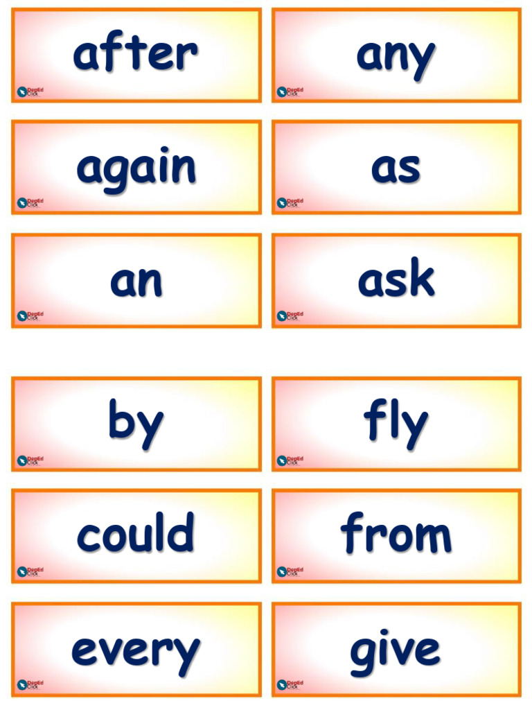 Reading Flashcards For Grade 1 | PDF