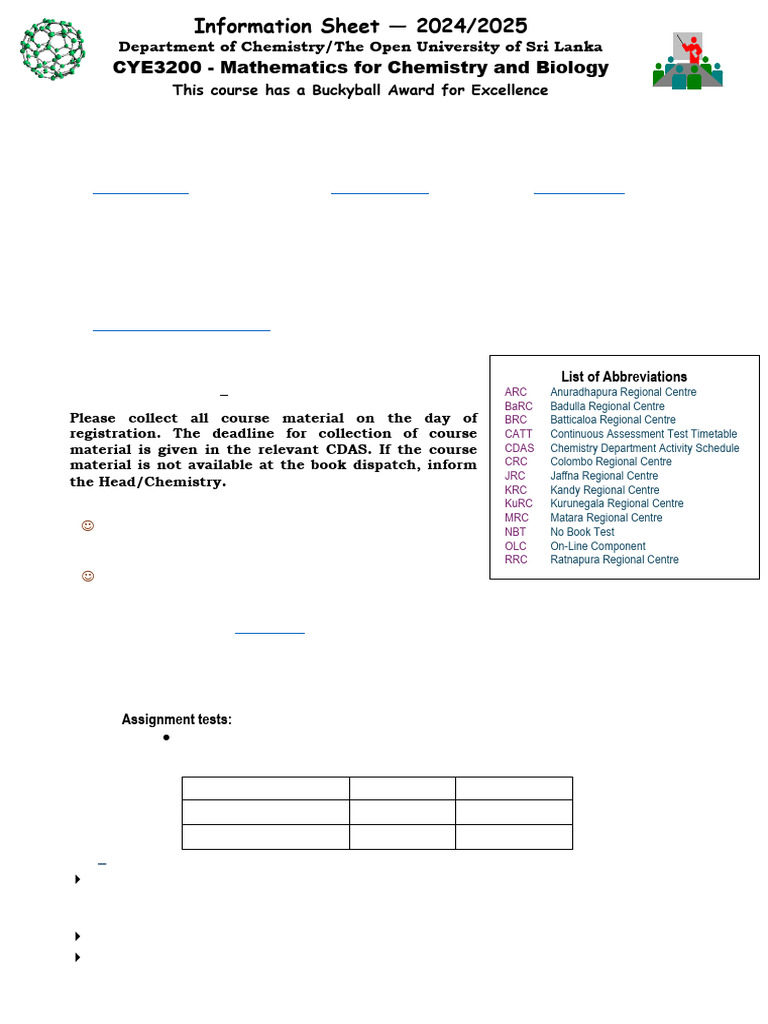 CYE3200 InformationSheet 2024-2025 | PDF | Educational Stages ...