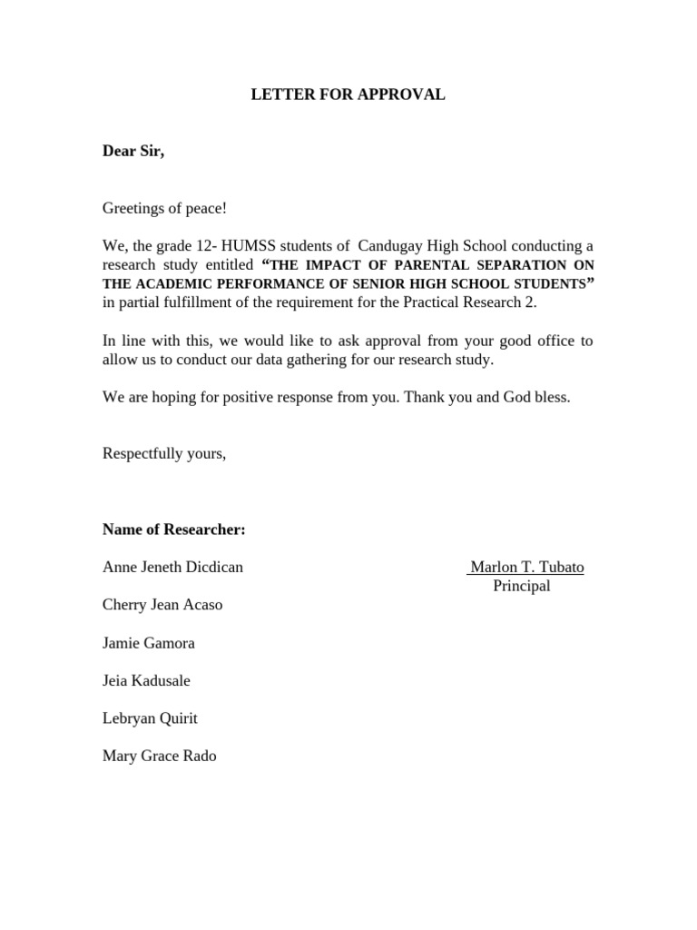 Letter For Approval | PDF