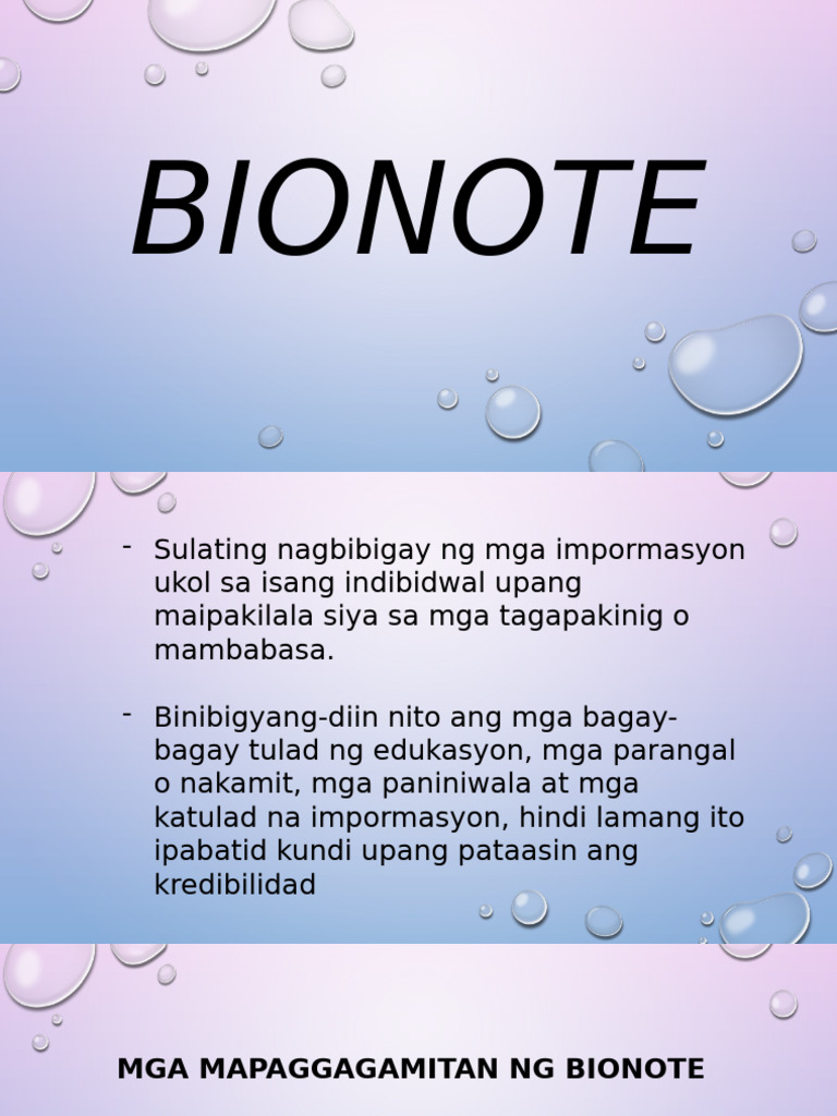 BIONOTE | PDF