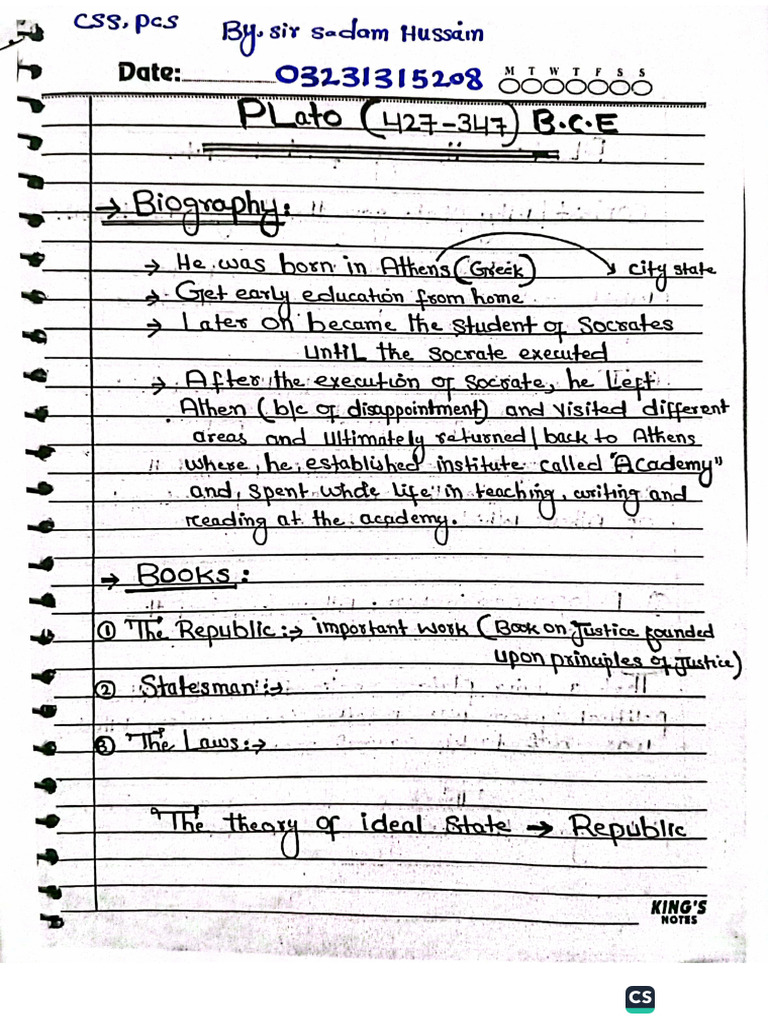 Plato's Theory of Ideal State | PDF