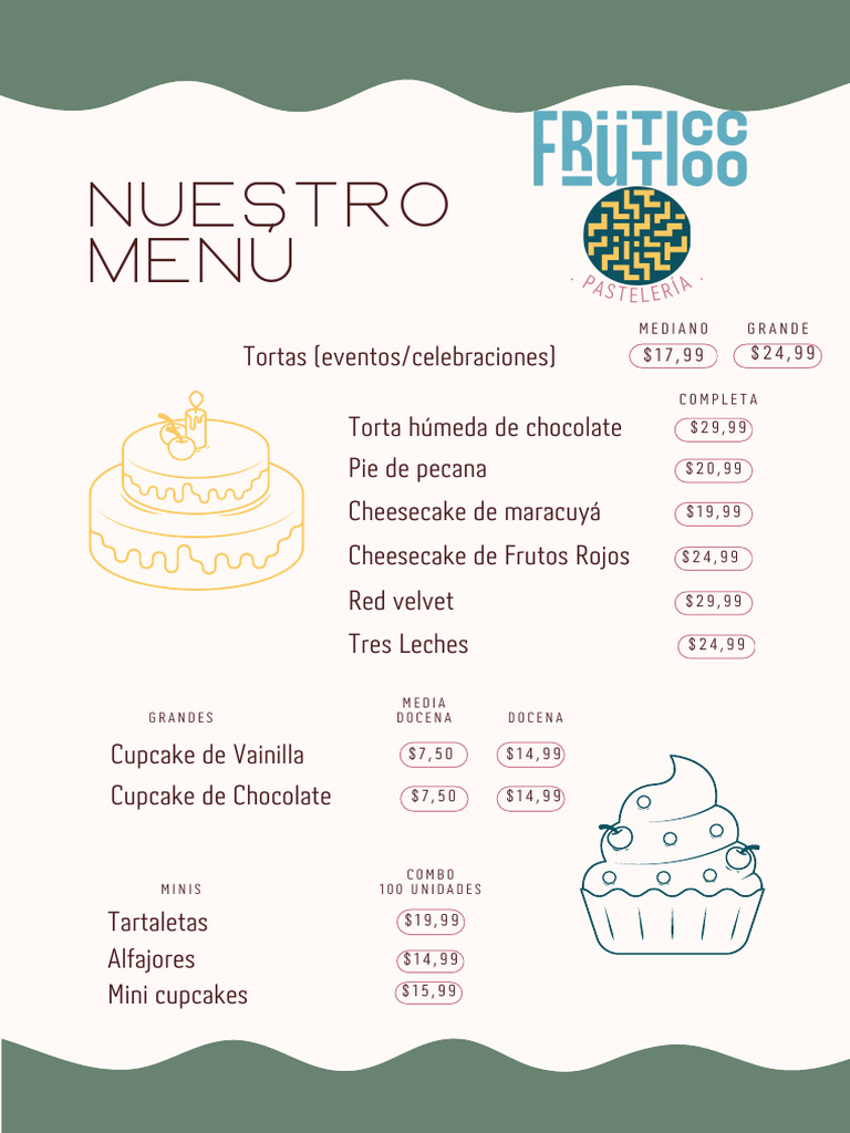 Menú Pasteleria | PDF