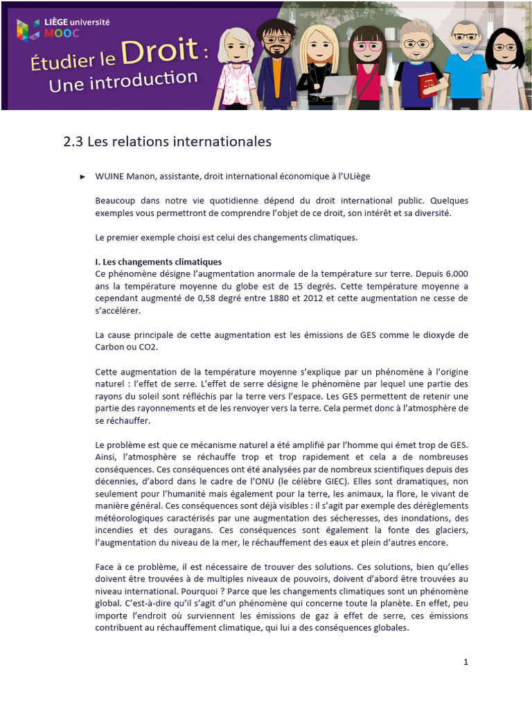 Droit international et enjeux globaux | PDF | Changement climatique ...