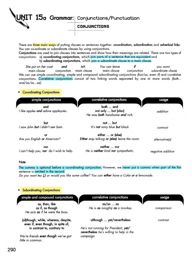 Conjunctions and Punctuation | PDF