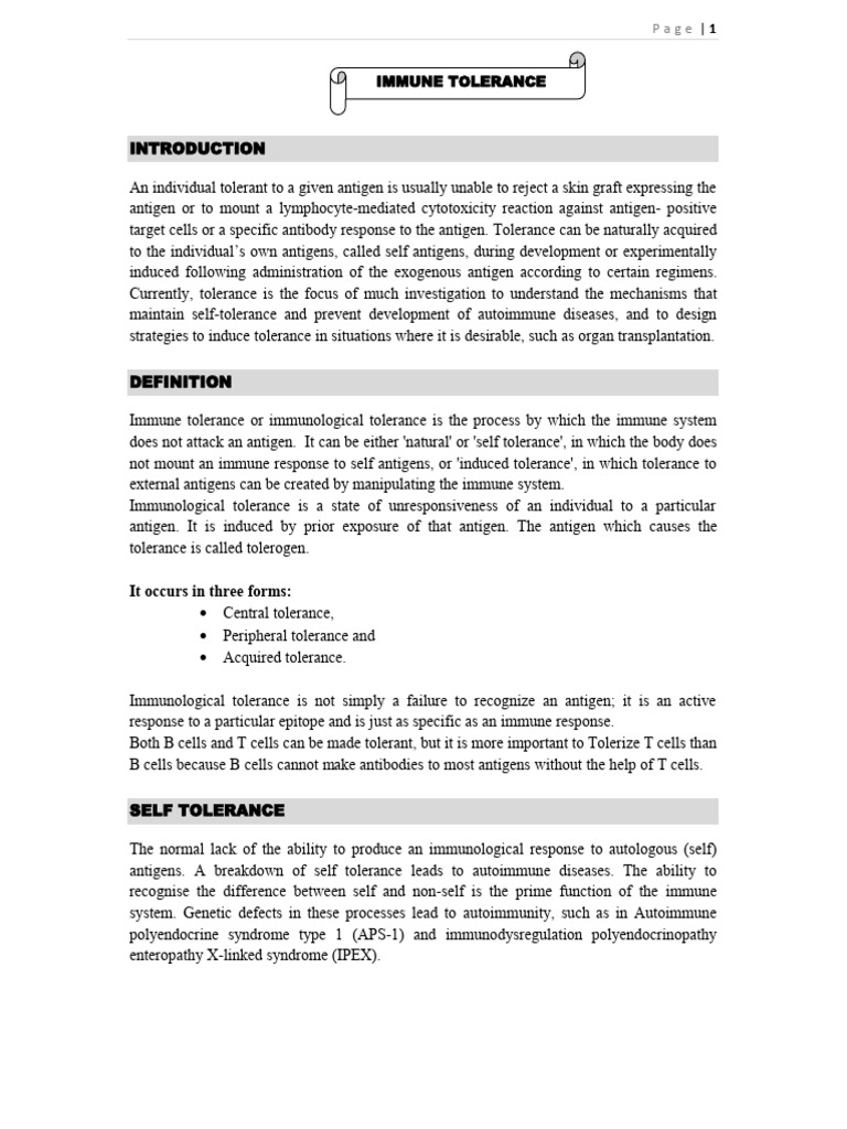 Immune Tolerance | PDF | Immune Tolerance | T Cell