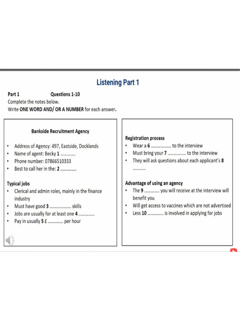 Ielts Listening Practicing Part 1 | PDF