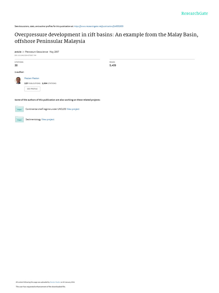 Overpressure Development in Rift Basins An Example From The Malay Basin | PDF | Sedimentary ...