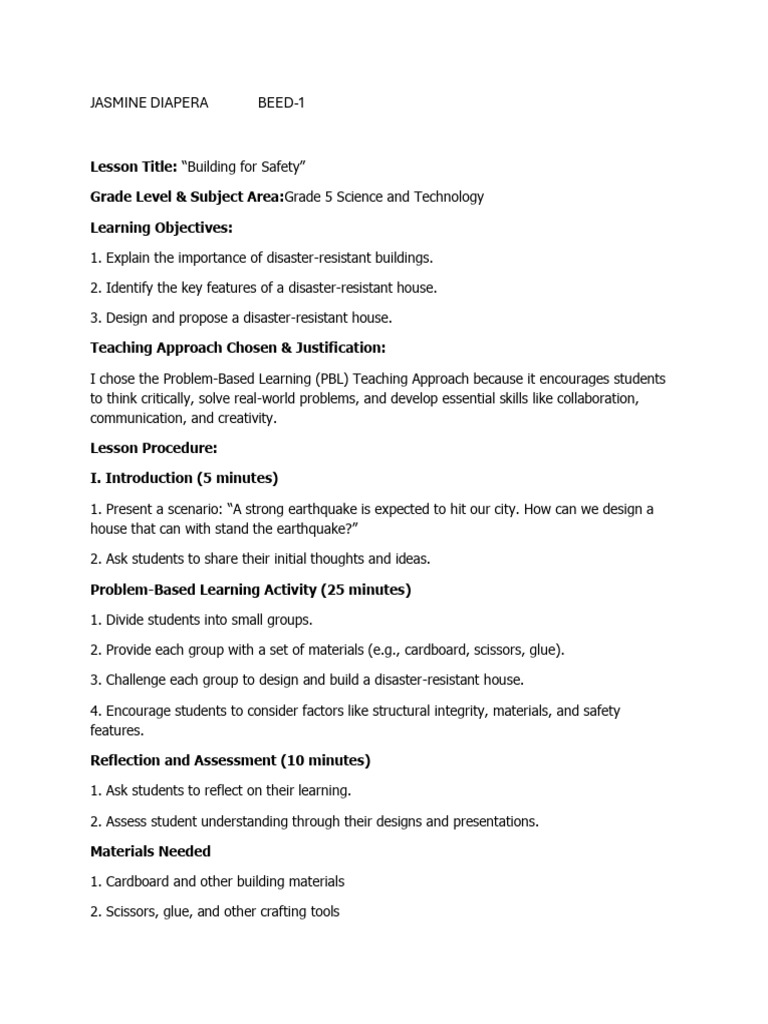 Disaster-Resistant House Design Lesson | PDF
