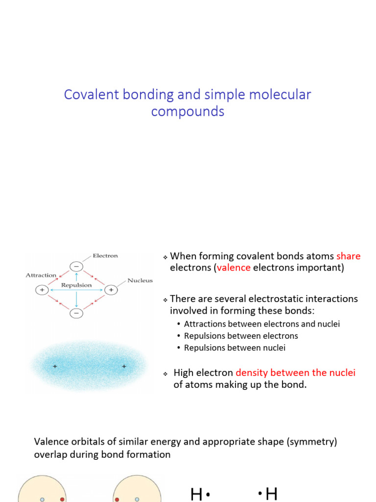 Chapter 4 Co-Valent bonding, shapes of molecules | PDF | Chemical Bond ...
