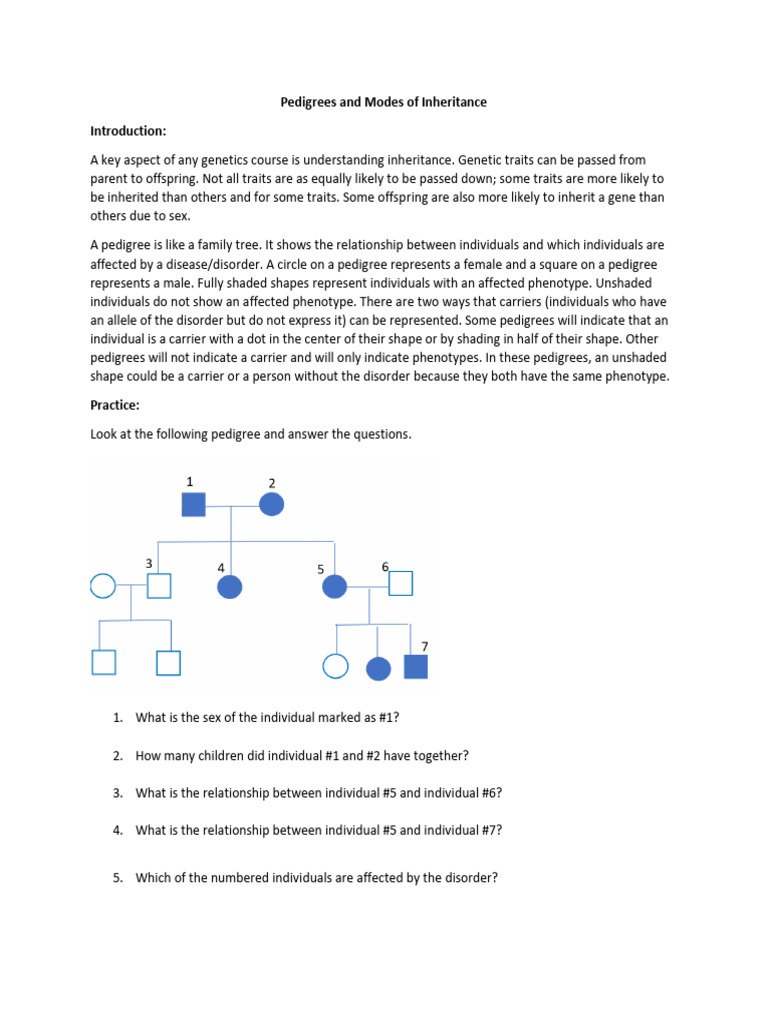 Understanding Pedigrees and Inheritance | PDF | Dominance (Genetics ...