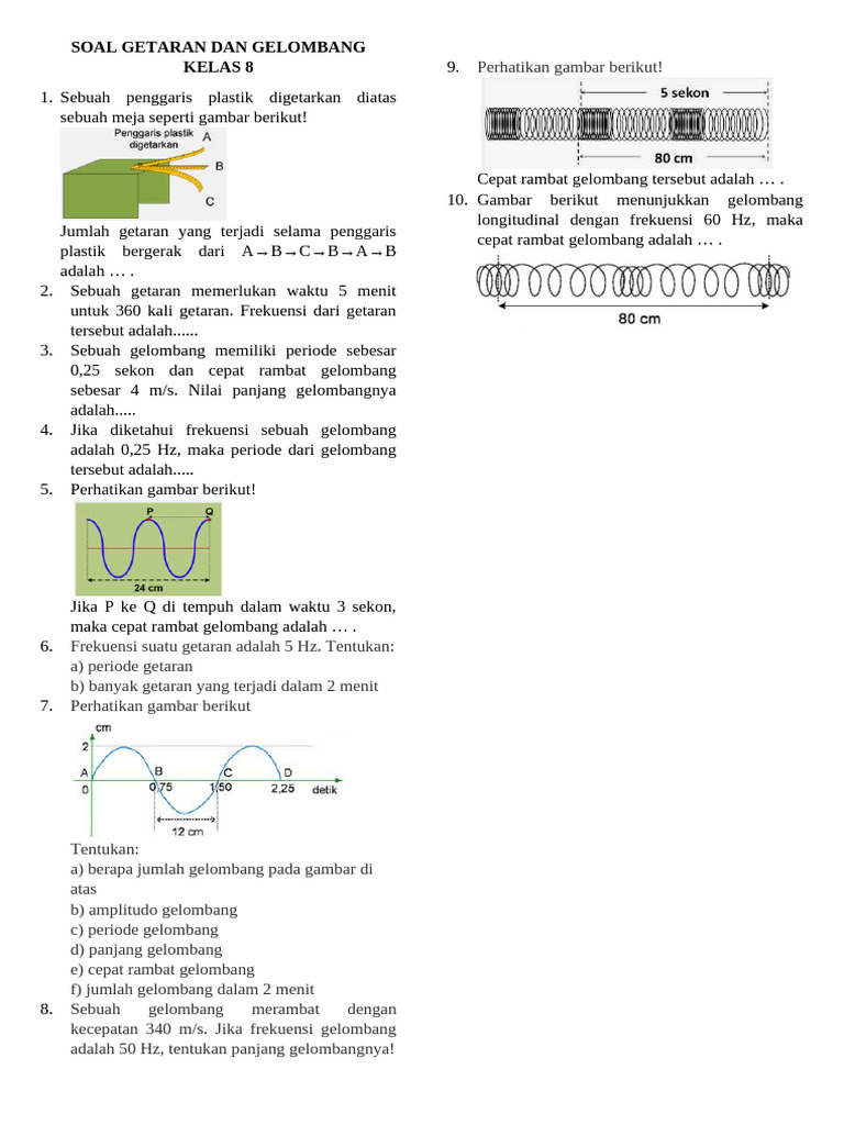 Soal Getaran dan Gelombang Kelas 8 | PDF