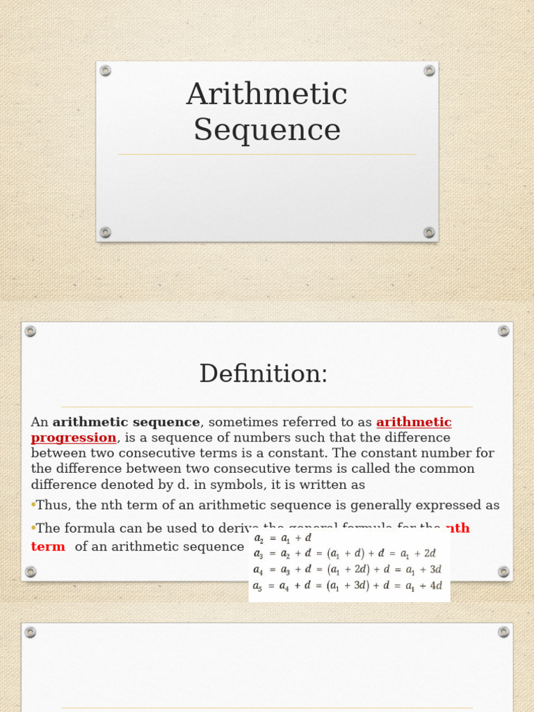 Arithmetic Sequence-Grade 10 | PDF | Summation | Mean