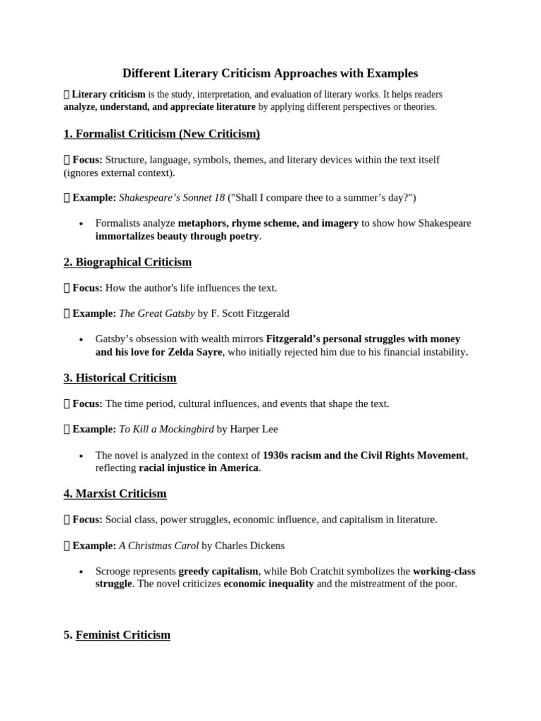 Literary Criticism Approaches Explained | PDF