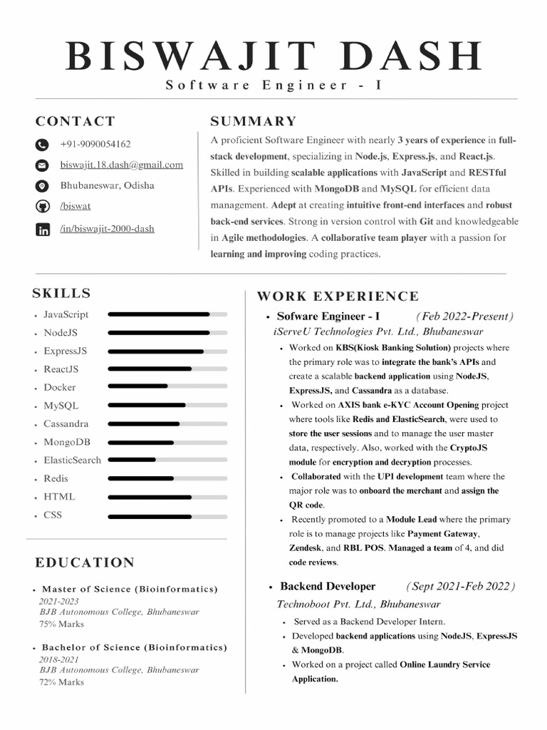 Resume (Biswajit Dash) | PDF