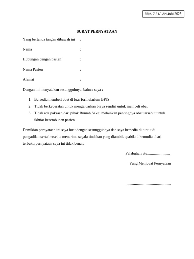 Surat Pernyataan Obat Mandiri Pdf