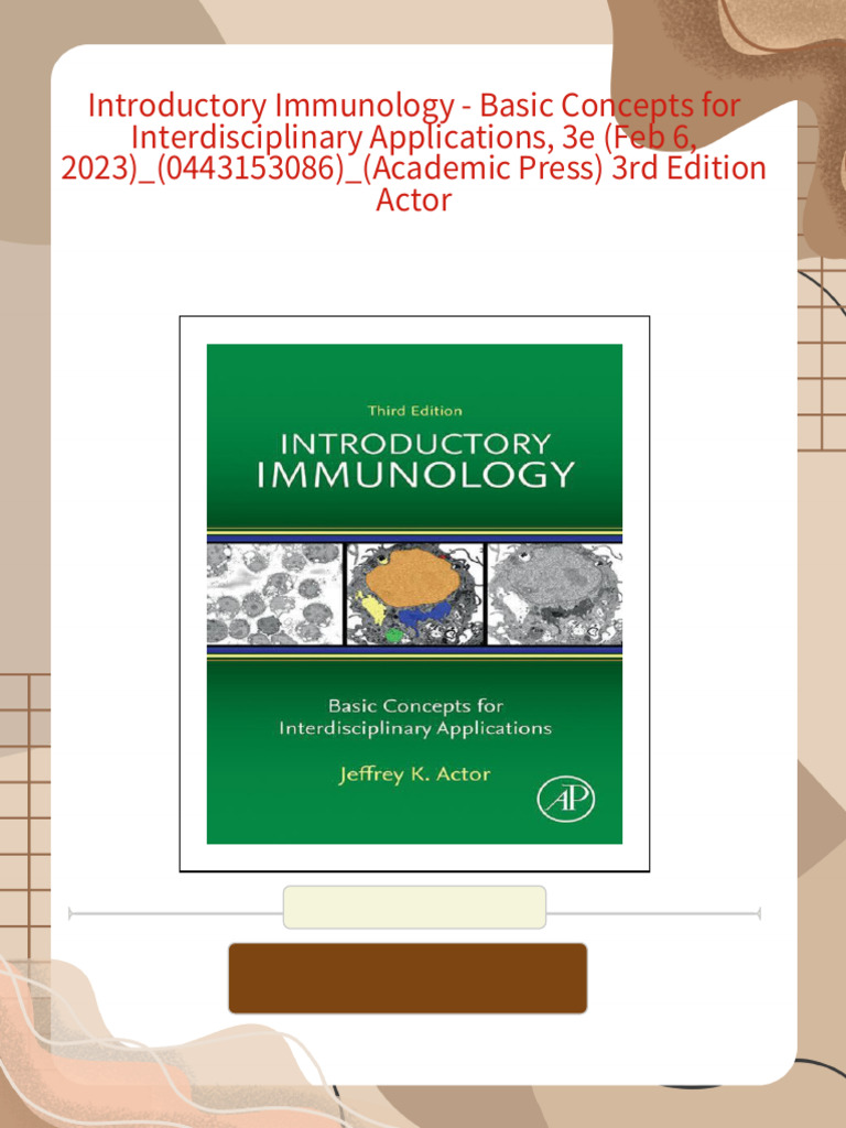 Introductory Immunology - Basic Concepts For Interdisciplinary ...