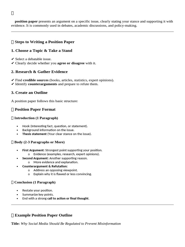 ? How To Write A Position Paper | PDF | Social Media | Popular Culture ...