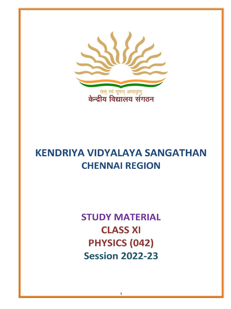 Study Material Class Xi Phy 2024-25 | PDF