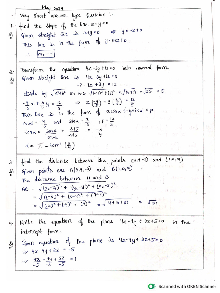 Maths 1B Previous Year 2marks Question With Solutions | PDF