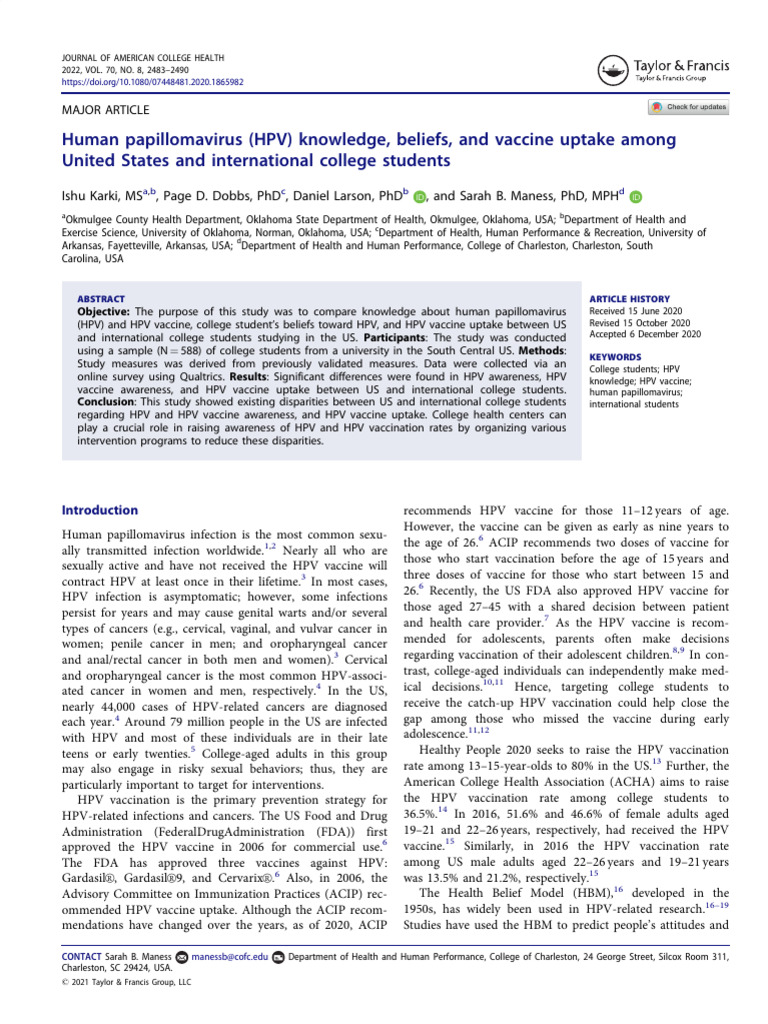 EBSCO-Review Article On HLTH Belief Model & HPV 2023-FullText-02!25!2025 | PDF | Cervical Cancer ...