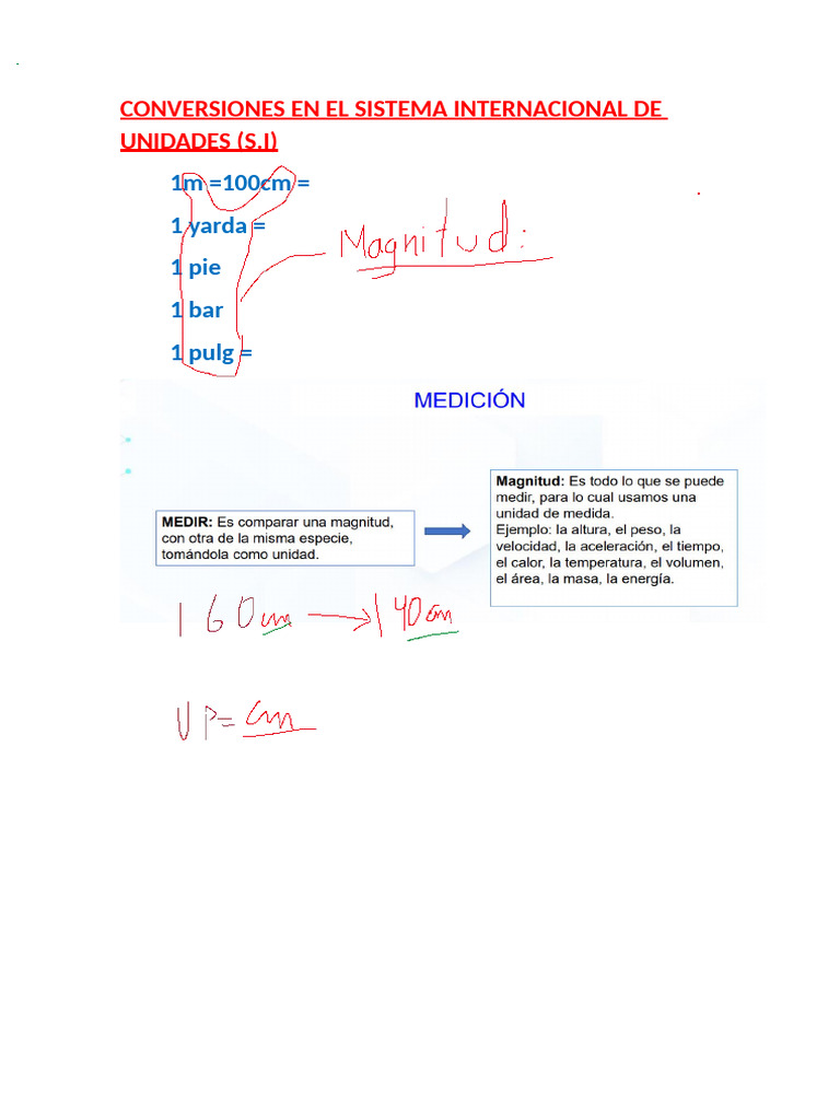 CONVERSIONES EN EL SISTEMA INTERNACIONAL DE UNIDADES | PDF