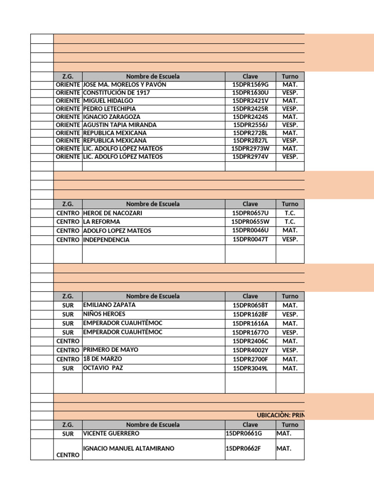 Directorio de Escuelas Primarias Tultitlán | PDF | México | Politica de ...