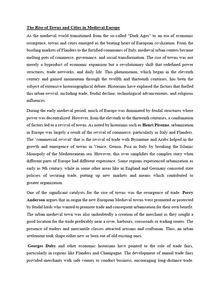 Rise of Towns and Cities | PDF | Middle Ages | Trade