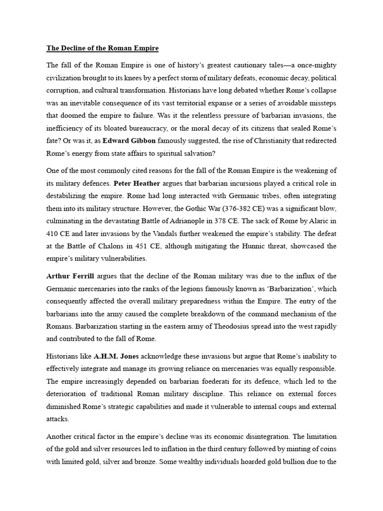 Factors Behind Rome's Decline | PDF | Ancient Rome | Roman Empire