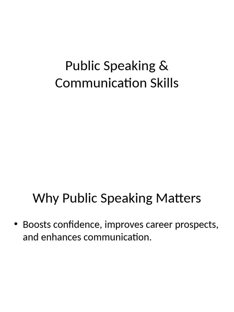 Public Speaking and Communication Skills | PDF