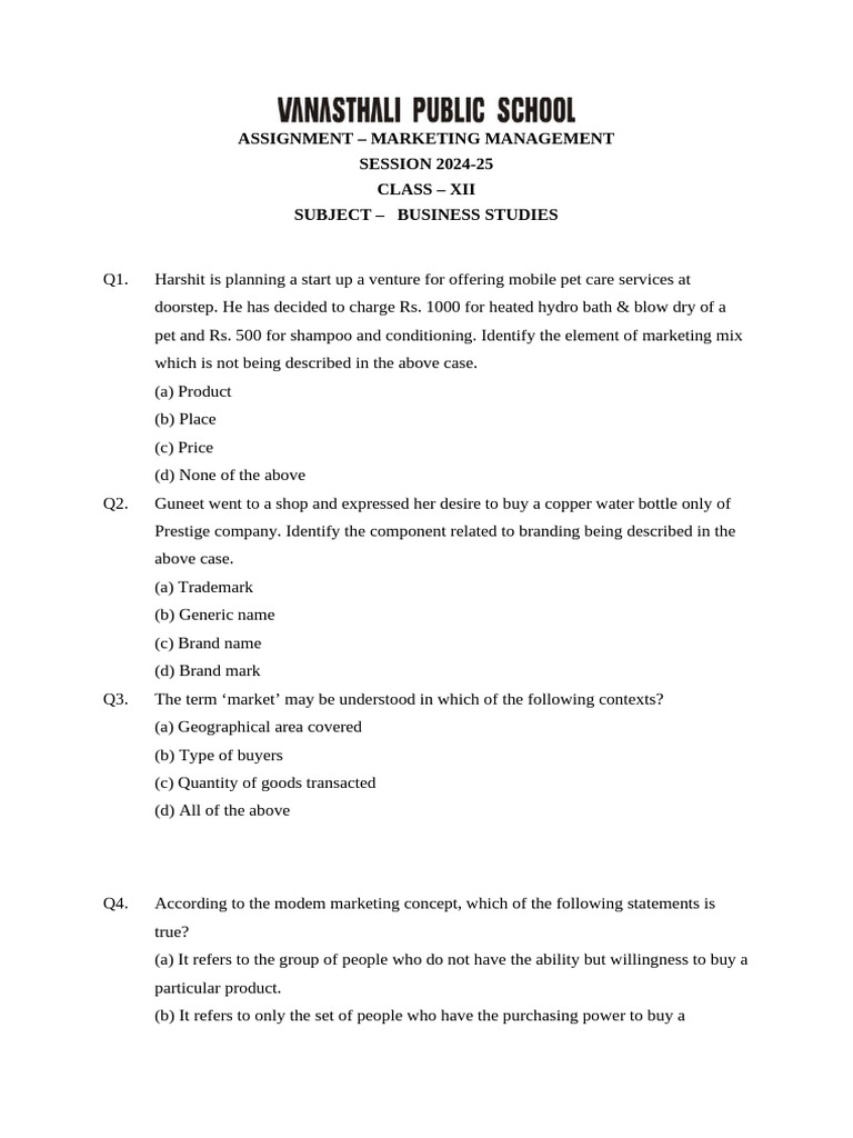 Assignment Marketing Management | PDF | Marketing | Sales