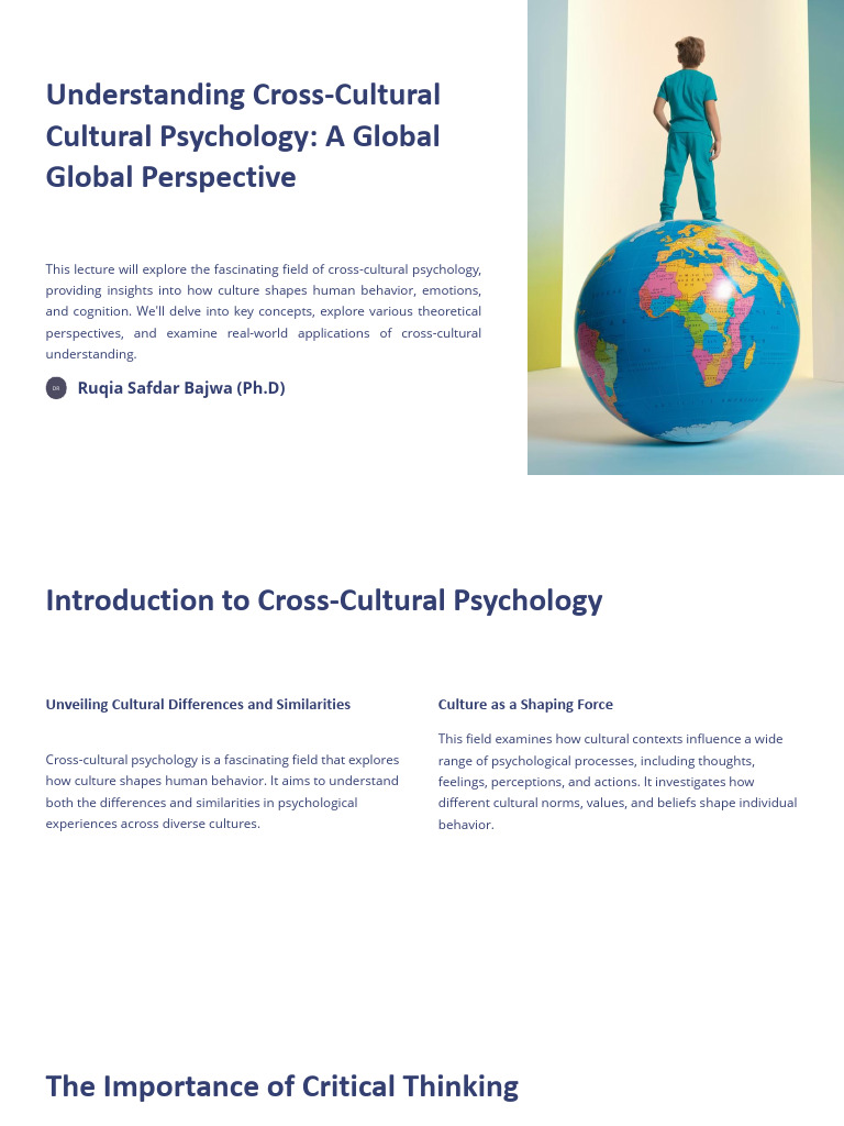 Lec1 Understanding Cross Cultural Psychology A Global Perspective | PDF ...