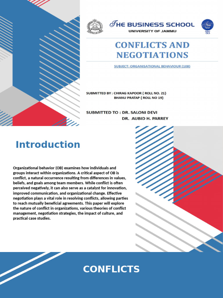Presentation Organisation Behaviour | PDF | Negotiation | Conflict (Process)