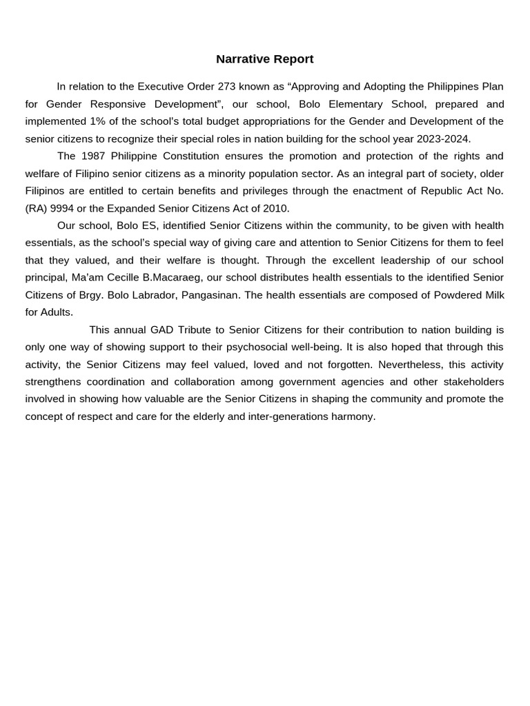 GAD-Senior-Citizen-Accomplishment-Report | PDF