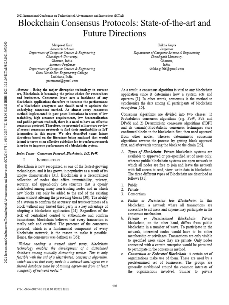 Blockchain Consensus Protocols State-Of-The-Art and Future Directions | PDF | Internet Of Things ...