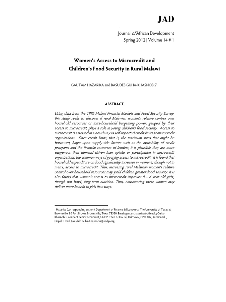 Malawi-Microcredit-JAD | PDF | Microcredit | Microfinance