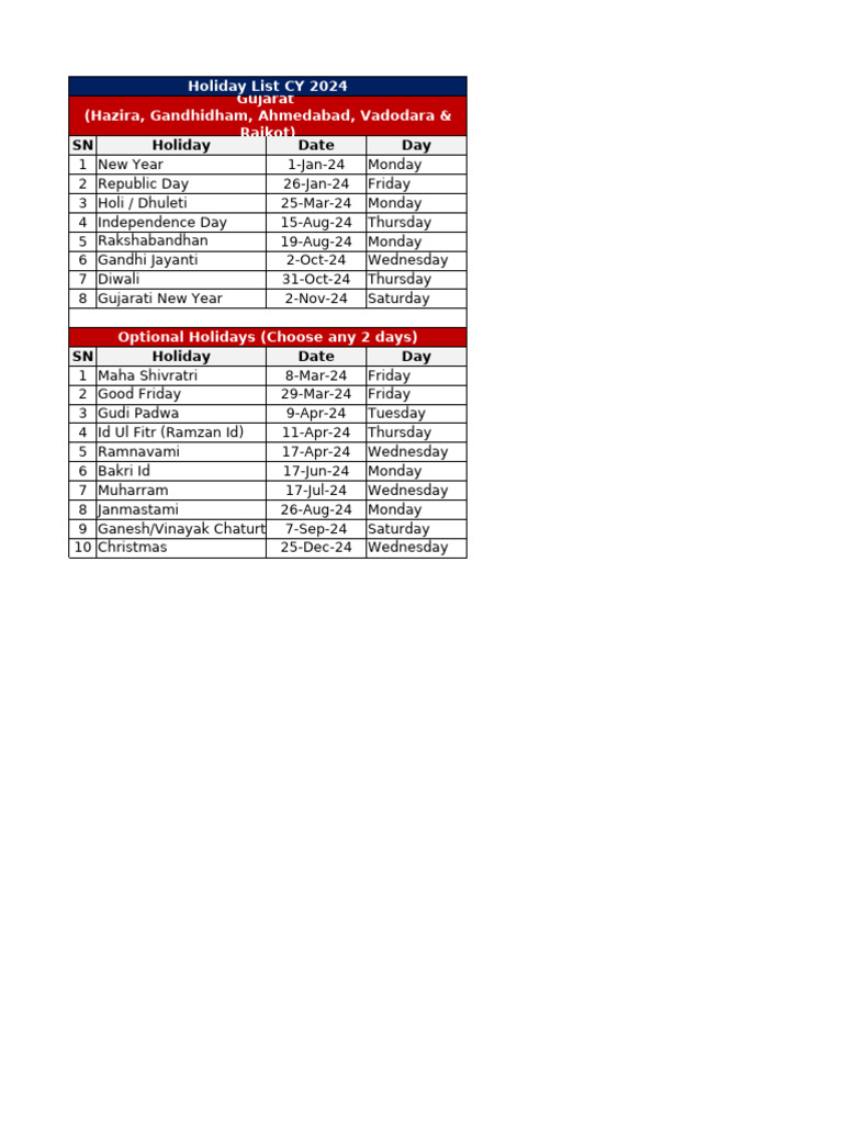 Holiday Calendar 2024 AMNS India - Indonesia - Dubai | PDF | Religious Holidays | Hindu Worship