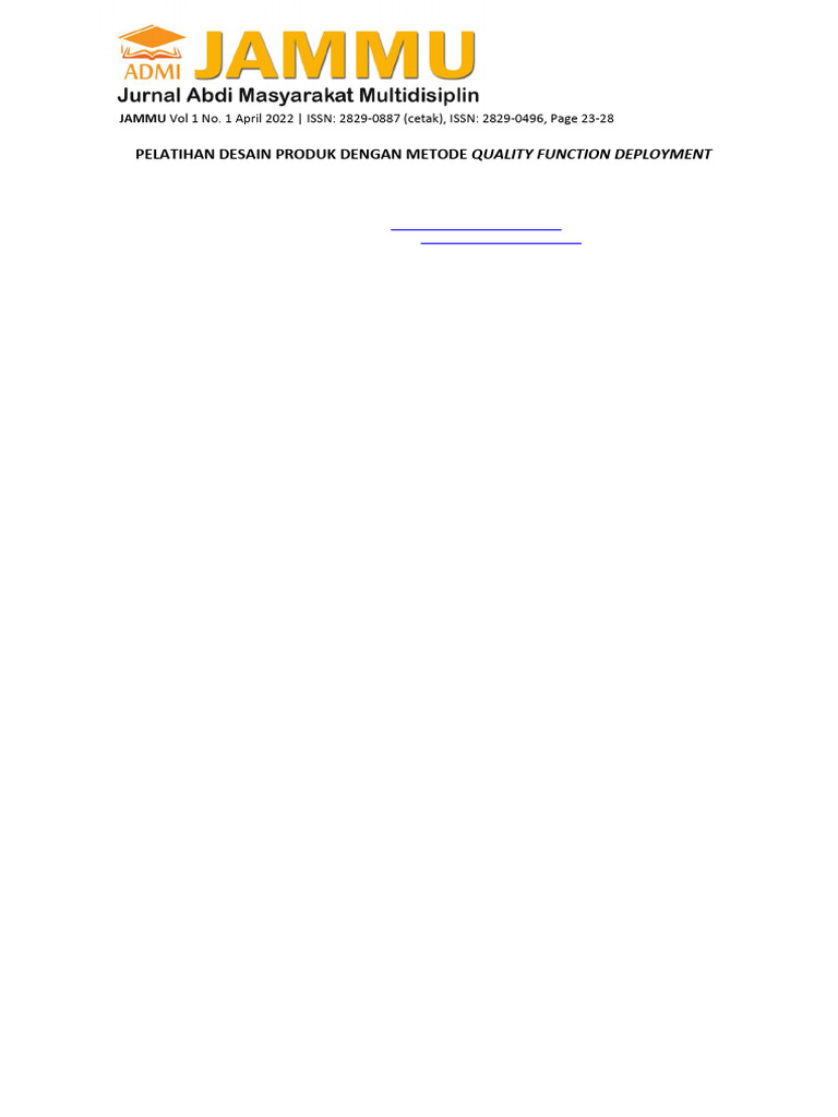 Pelatihan Desain Produk Dengan Metode Quality Function Deployment | PDF