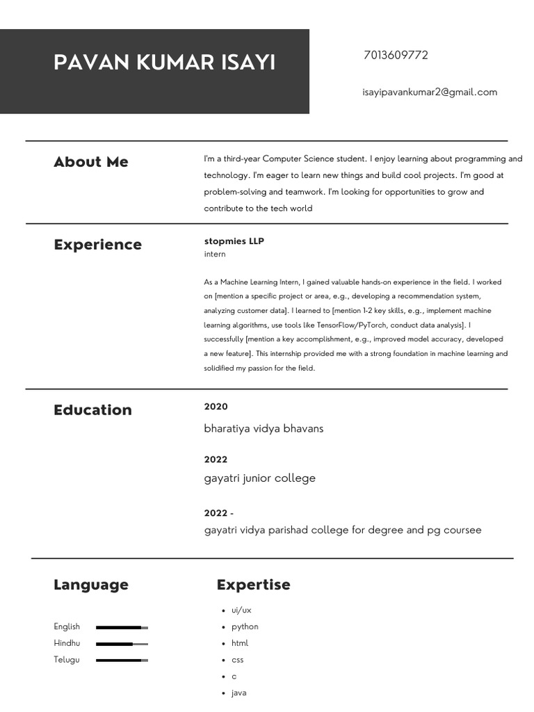 Pavan Kumar Isayi: About Me | PDF