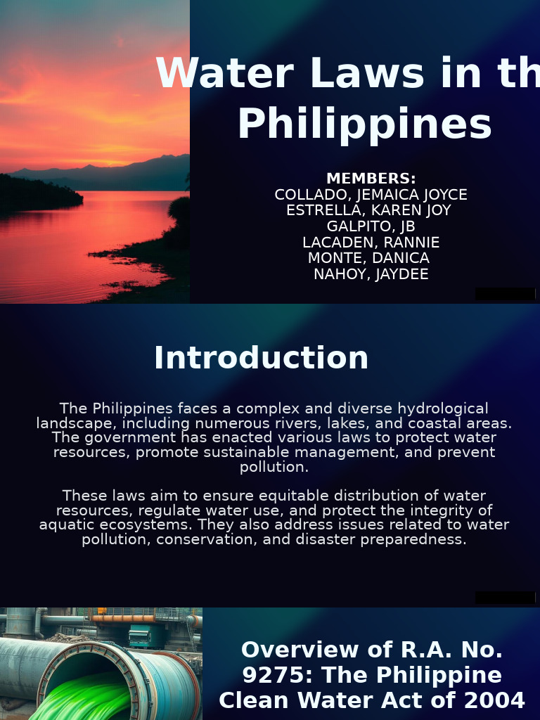 Philippine Water Laws Overview | PDF | Water Pollution | Water Resources
