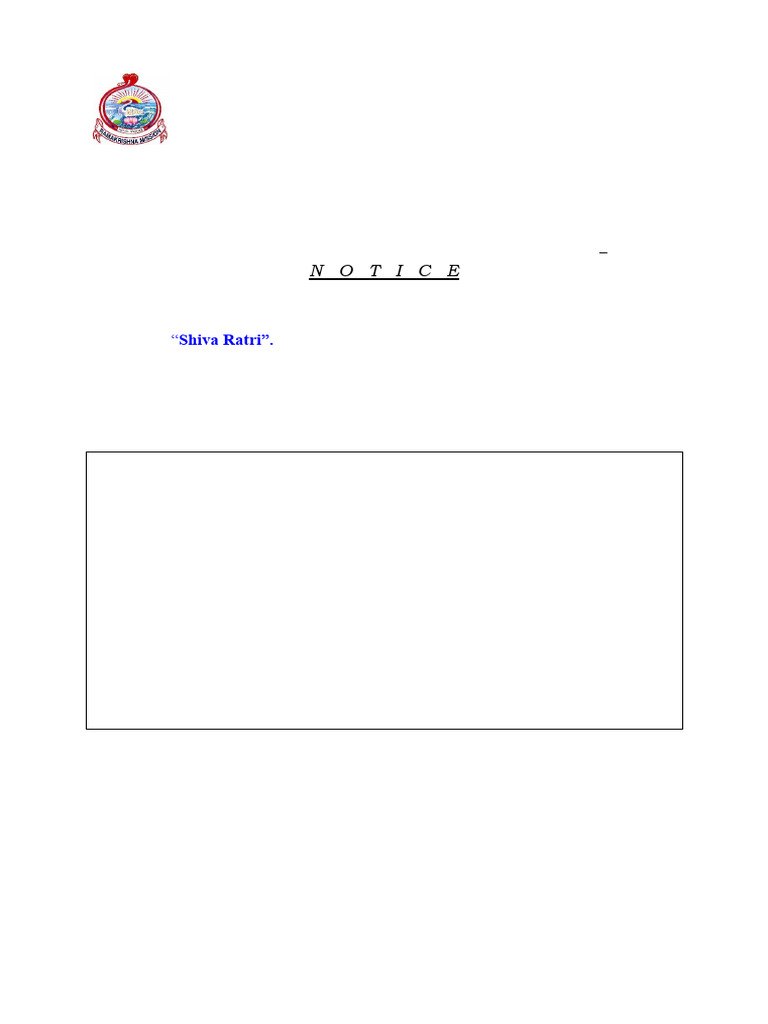 Shiva Ratri Notice-2025 St. | PDF