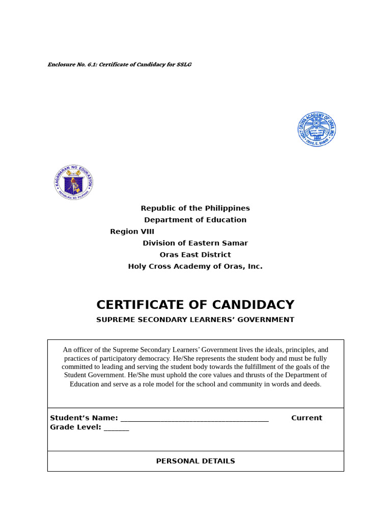 Enclosure-No-6.1-COC - Docx 20250225 183336 0000 | PDF | Government