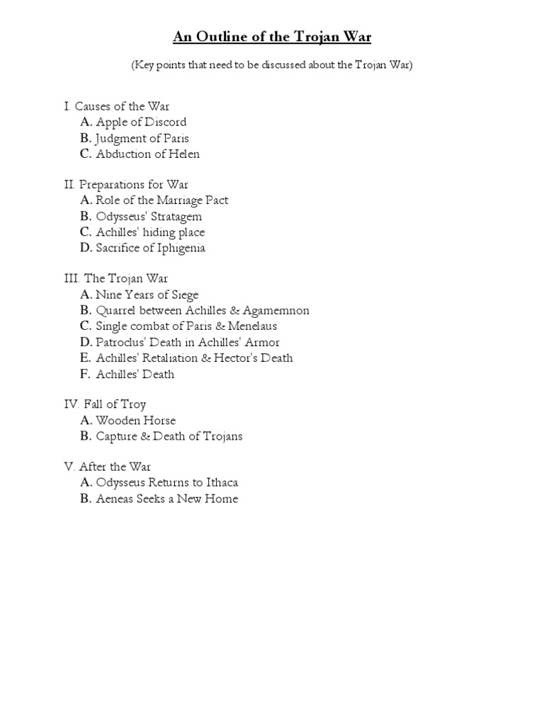 Key Points of the Trojan War Outline | PDF