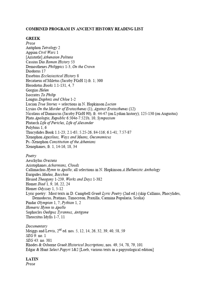 AncientHistory List | PDF | Classical Antiquity | Greco Roman World