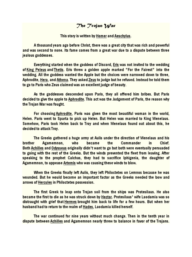 Trojan War Summary | PDF | Trojan War | Paris (Mythology)