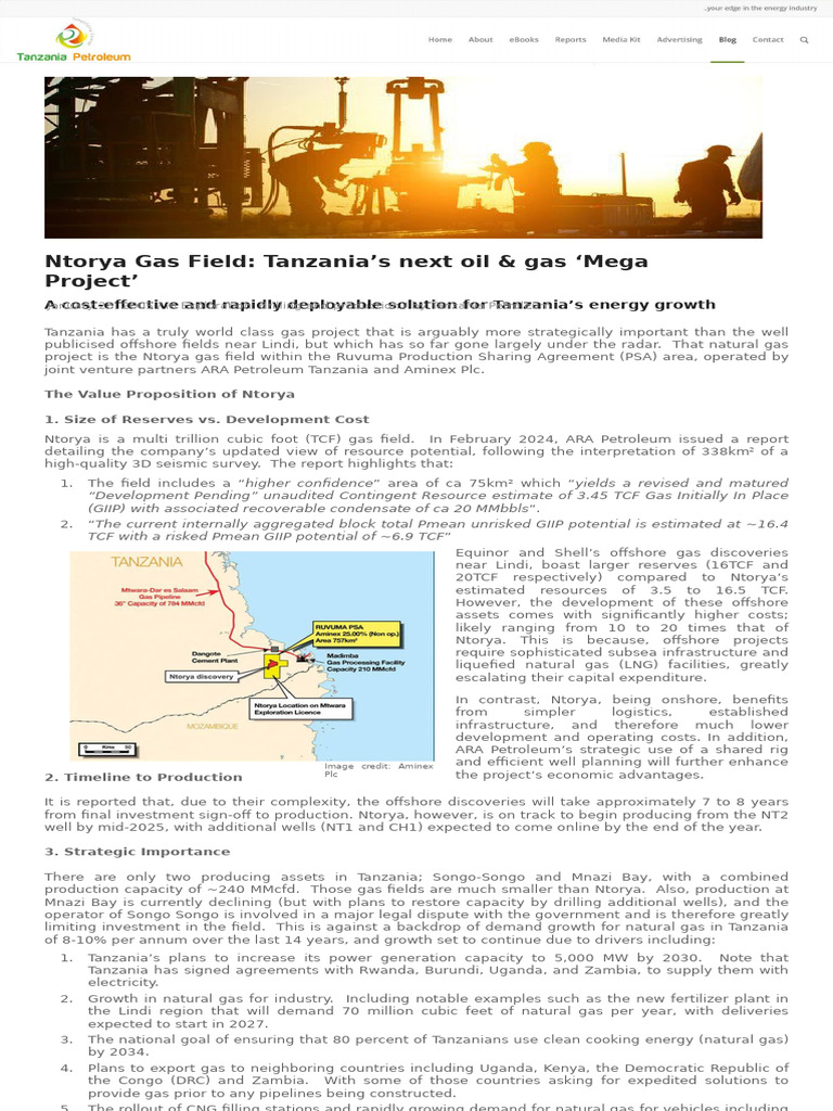 Ntorya Gas Field: Tanzania's Energy Future | PDF | Natural Gas | Tanzania