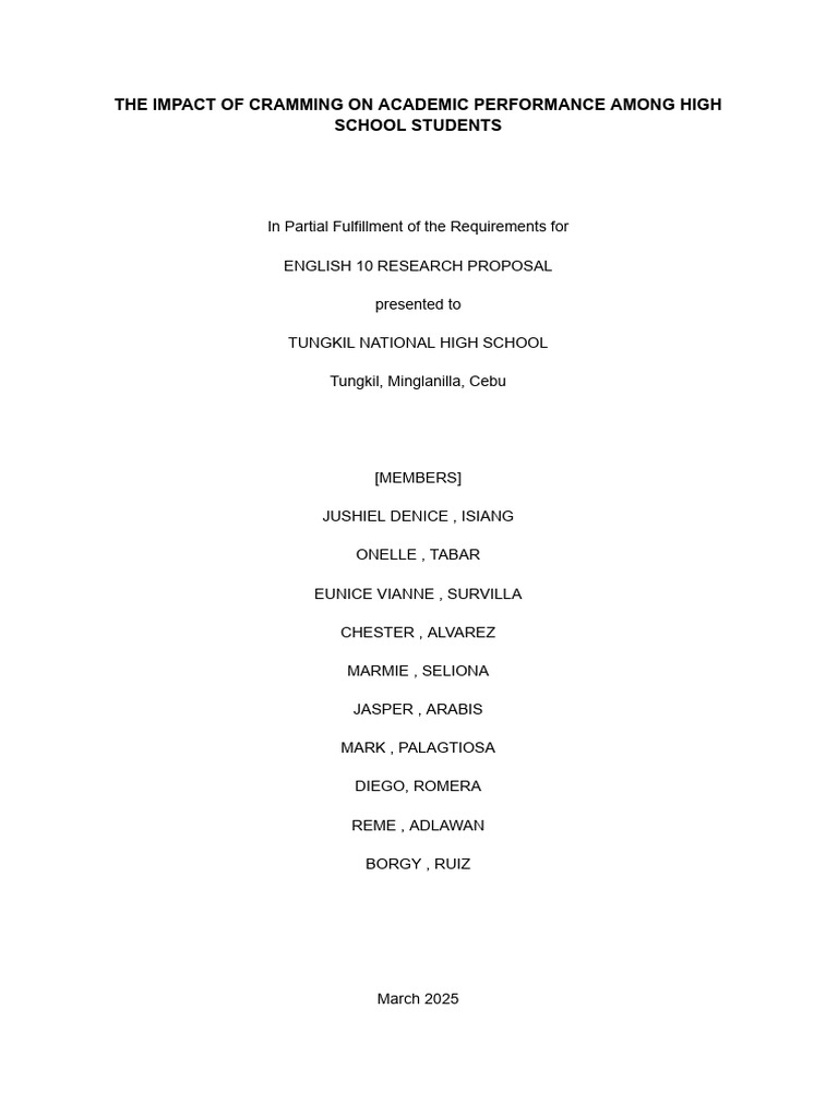 Effects of Cramming on High School Students | PDF | Memory | Learning