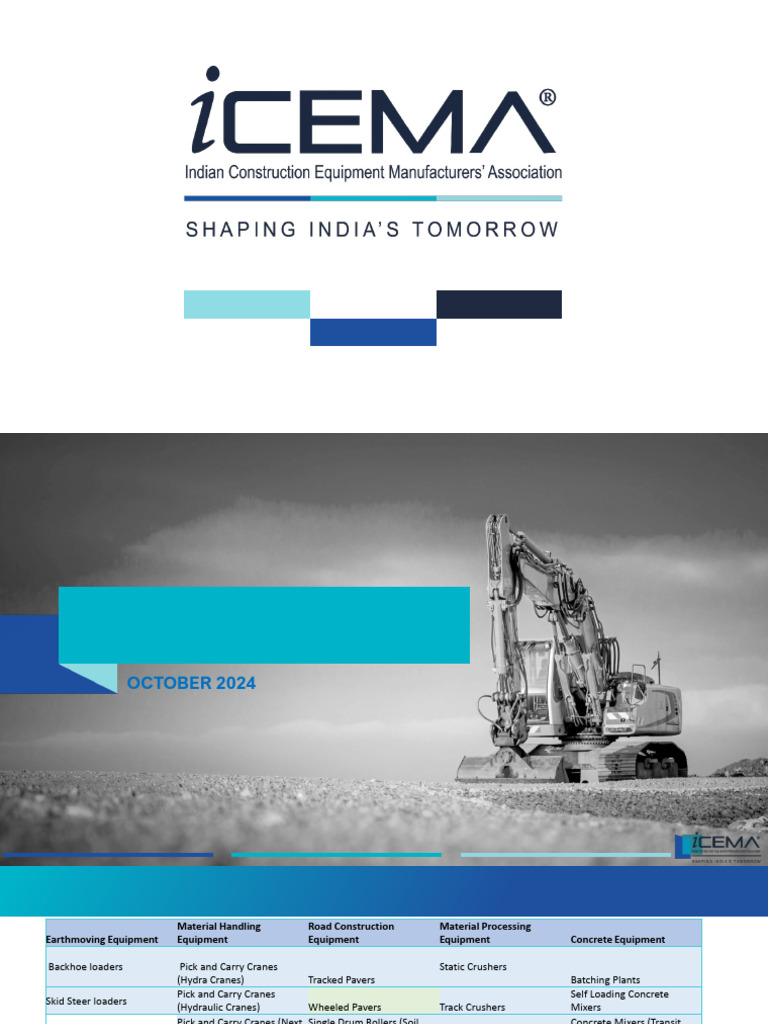 ICEMA Monthly Sales Report Oct 2024 | PDF | Loader (Equipment) | Crane (Machine)