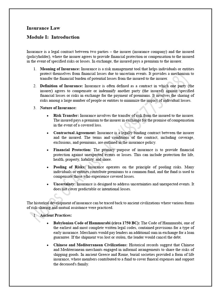 Insurance Law | PDF | Insurance | Life Insurance