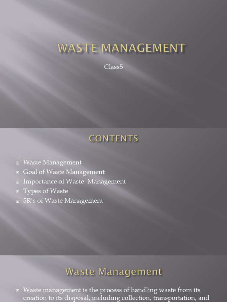 Waste Management: Goals and Methods | PDF